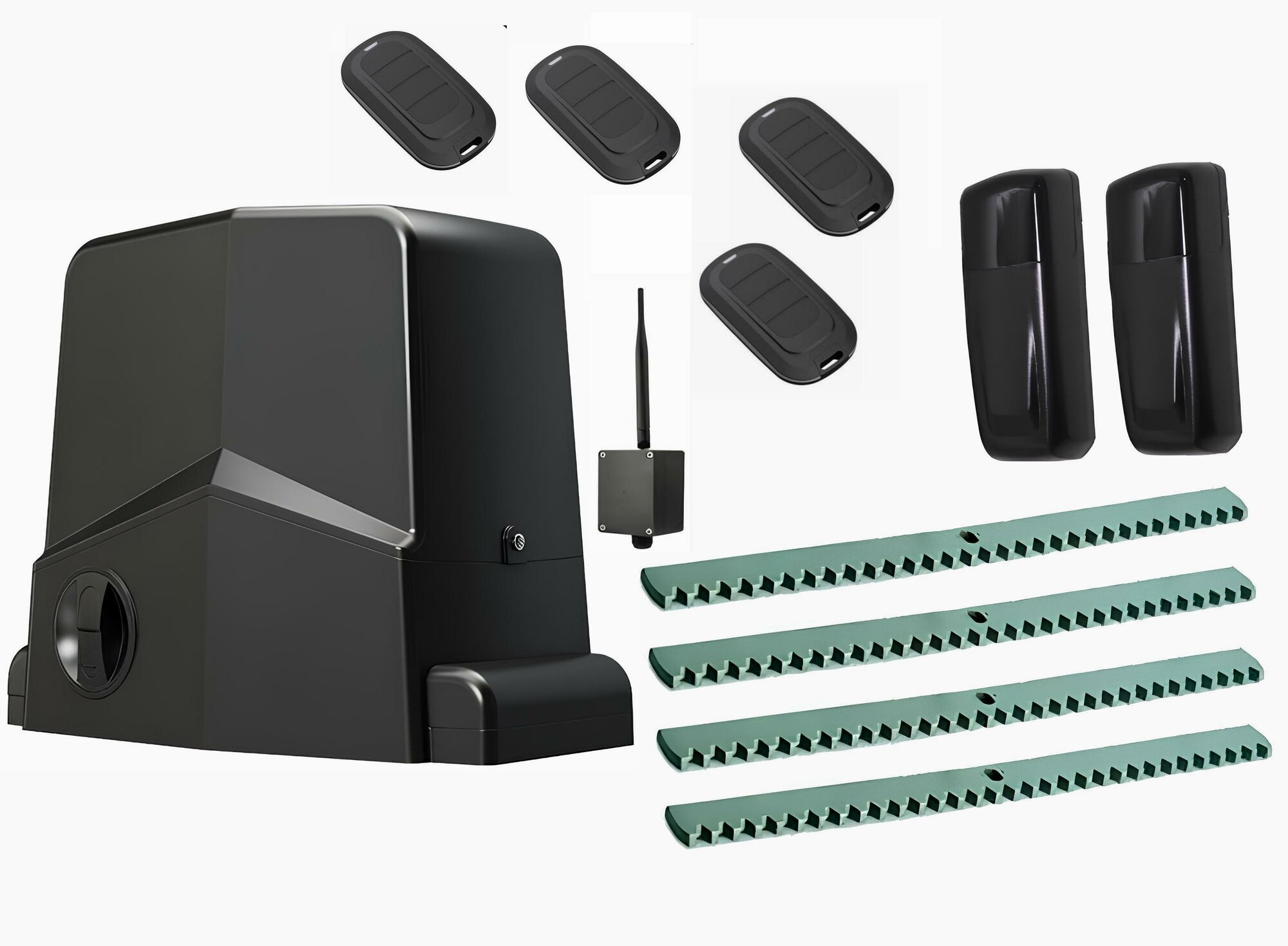 Автоматика для откатных ворот ARW-1000MKIT F4-BT-T4, комплект: привод, фотоэлементы, 4 пульта, 4 рейки, Bluetooth-модуль