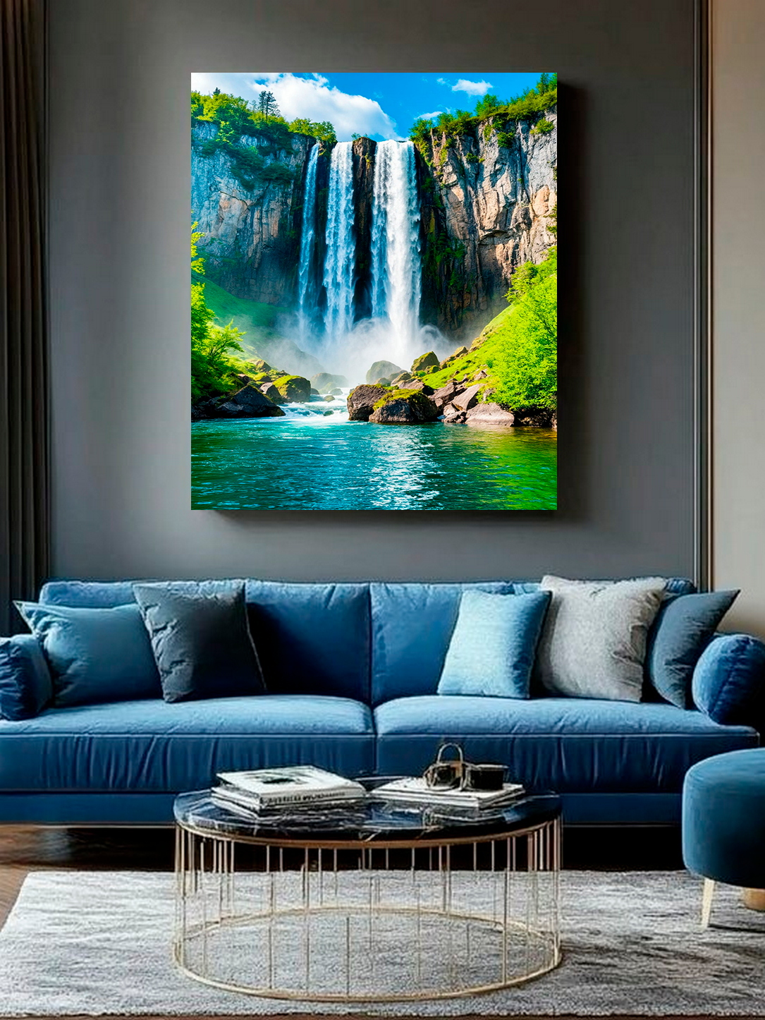 Картина на стену для интерьера "Водопад" 40х50 см, холст на подрамнике, InterToys