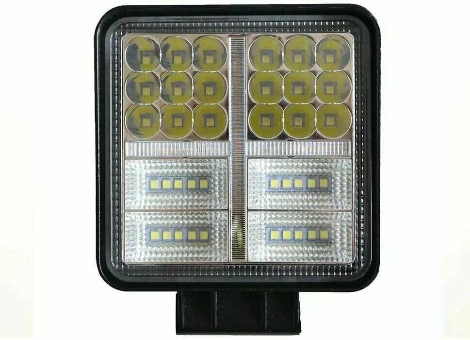 Фара рабочего света Диод квадратная 11,0x11,0x2,5см с кронштейном 38LED с функцией указателя поворота, гладкое стекло 19W (10-30V)