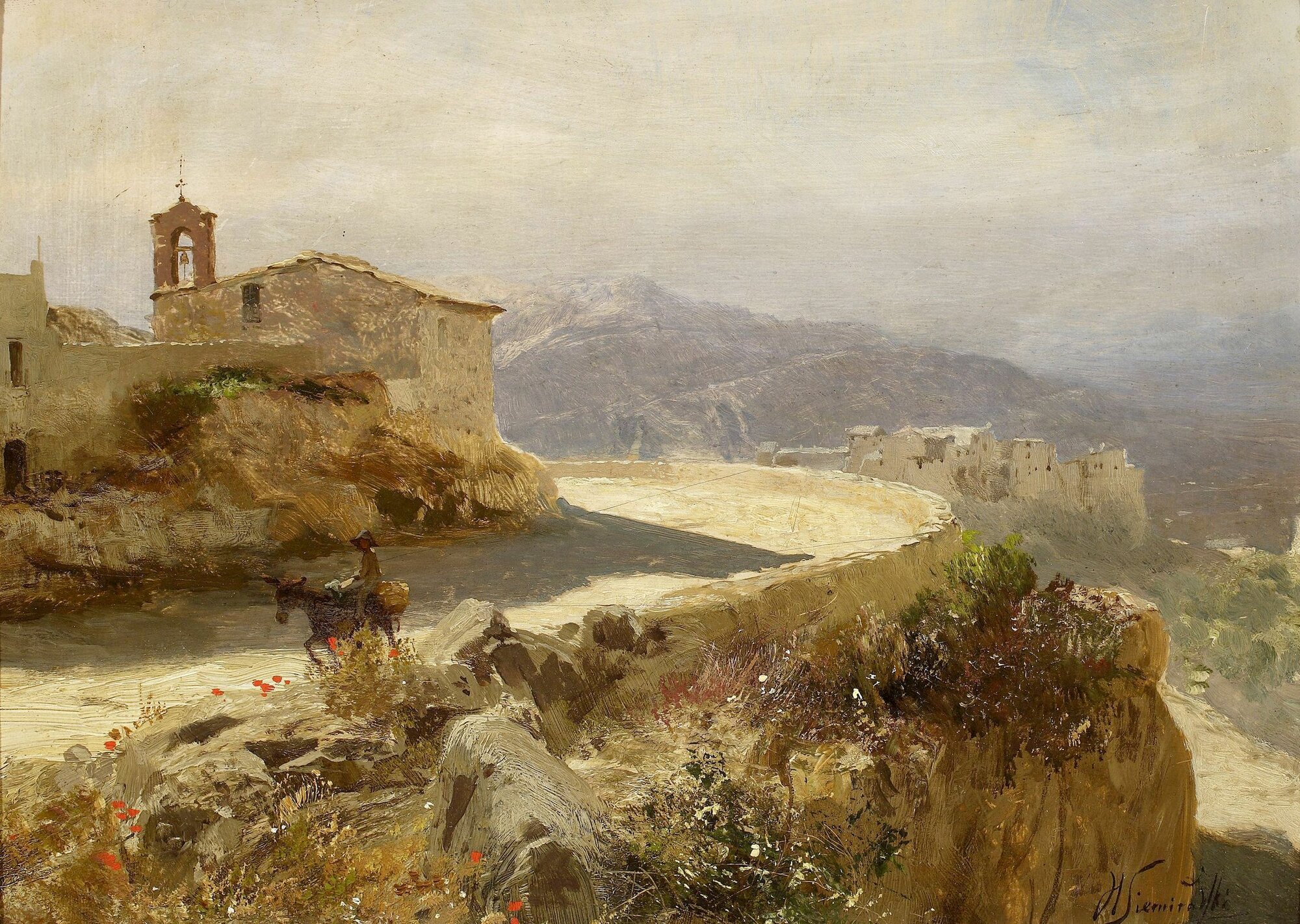 Картина Семирадского Генриха Итальянский пейзаж с ослом 80х57 см