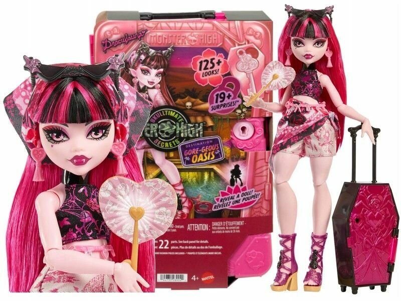 Кукла Mattel Monster High STRASZYSEKRETY S7 - Draculaura Дракулаура с чемоданом - Кукла с аксессуарами Монстр Хай JDR50