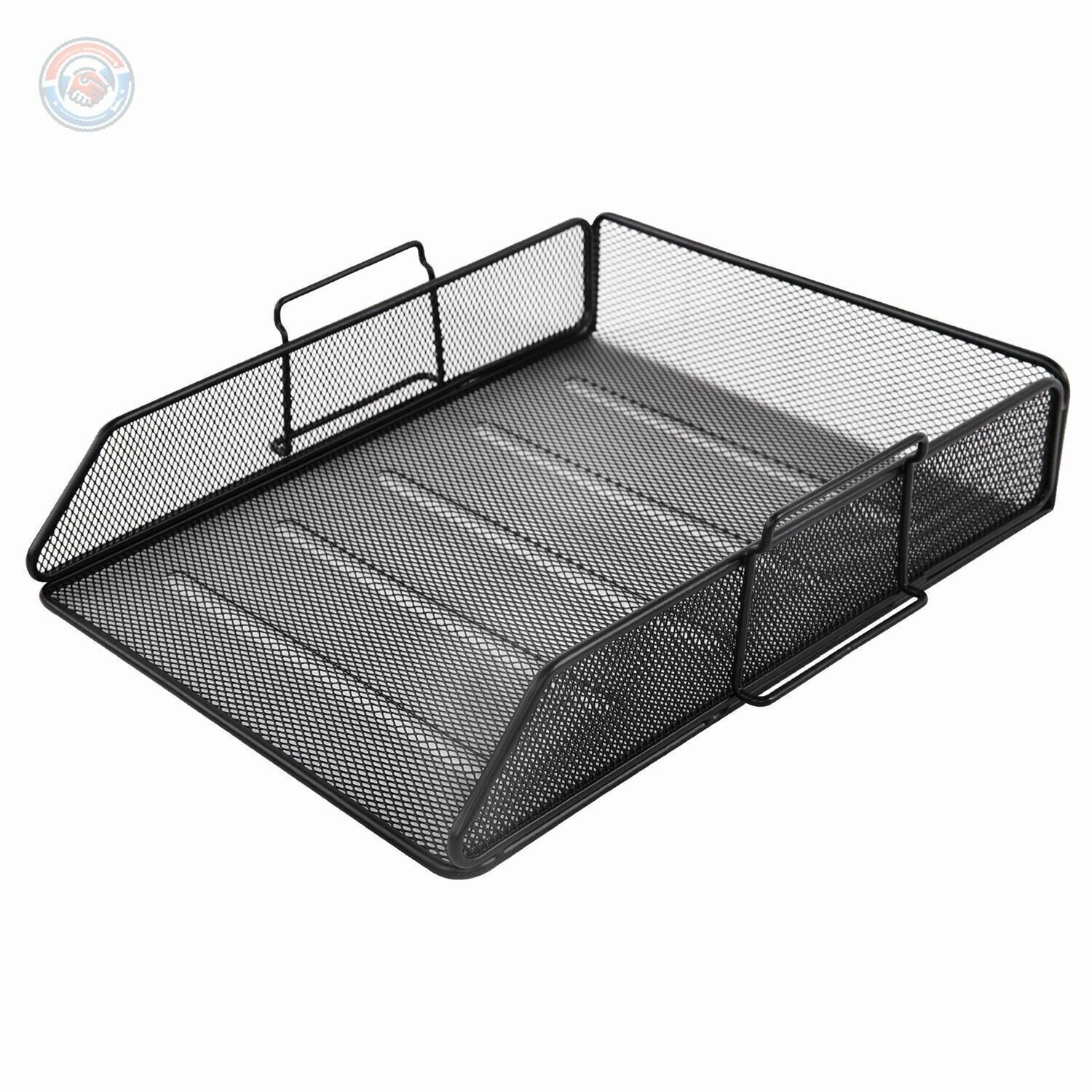 Лоток для бумаг горизонтальный металлический черный, органайзер для документов А4 на рабочий стол, офисный контейнер для файлов и каталогов