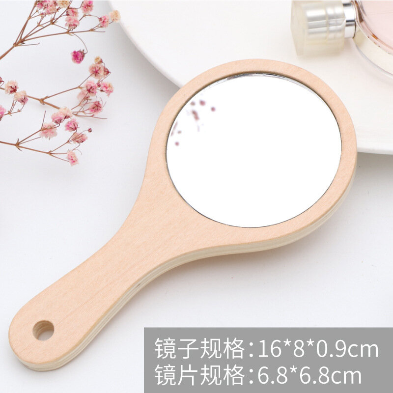 Оптовая продажа креативные деревянные ручные зеркала для макияжа HD красоты портативный ручной ручной ручкой маленькие