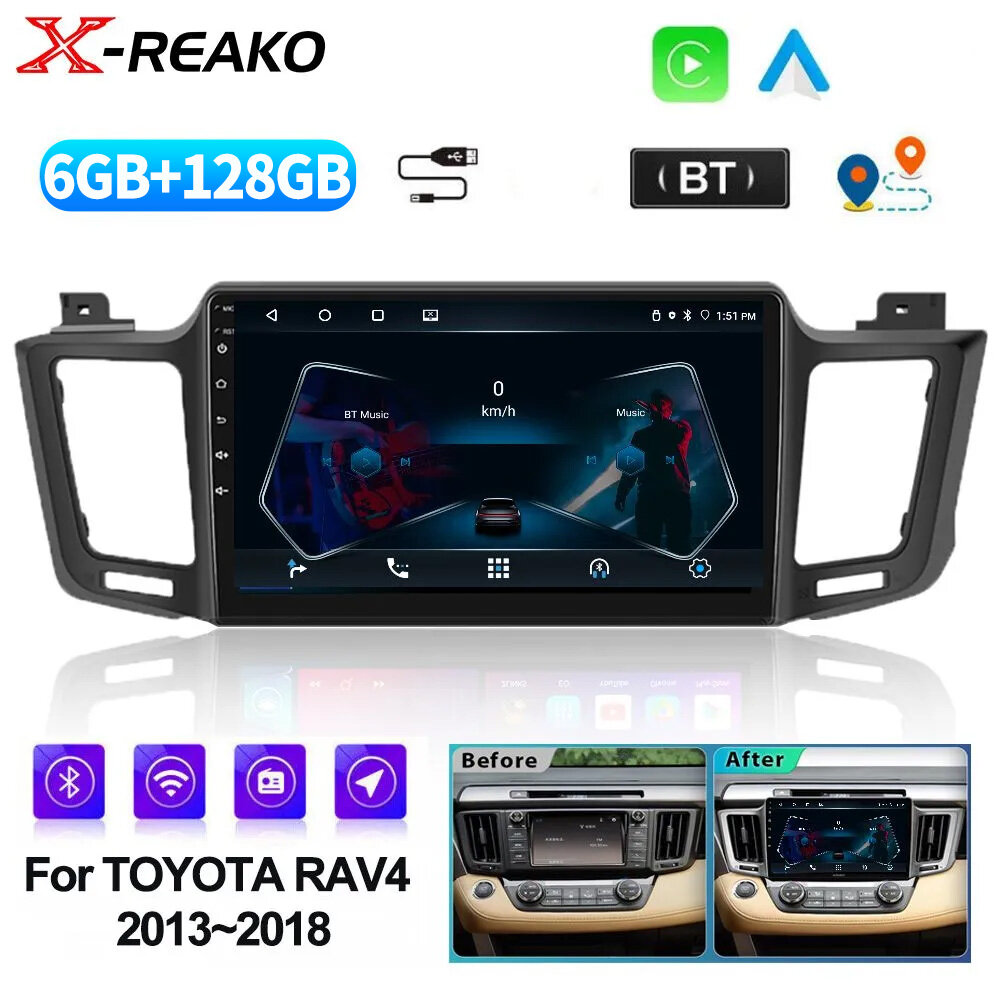 Штатная автомагнитола 6/128 Гб для Тойота Рав 4 xa40 / RAV4 2013-2019 андроид Головное устройство Навигация Wifi