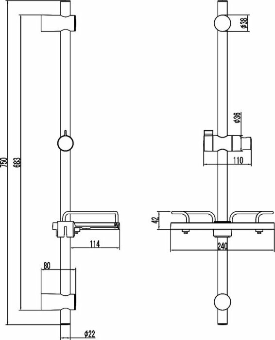 Душевая штанга Lemark LM3775BL черная матовая