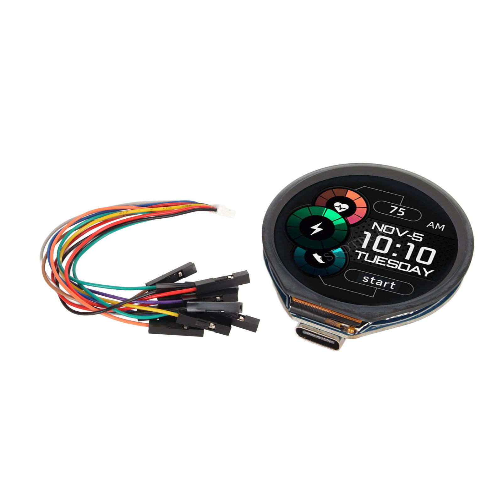 Плата разработки на микроконтроллере RP2040 для Raspberry Pi Pico с круглым сенсорным ЖК экраном 1.28 дюйма и акселерометром