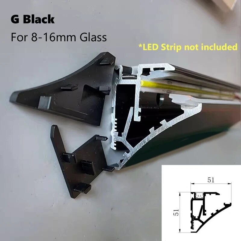 Стеклянный слой, светодиодный алюминиевый профиль для шкафа 5 мм, 8 мм, 10 мм, 12 мм, стеклянная полка, шина, зажим, лампа, подсветка, витрина, полоса света