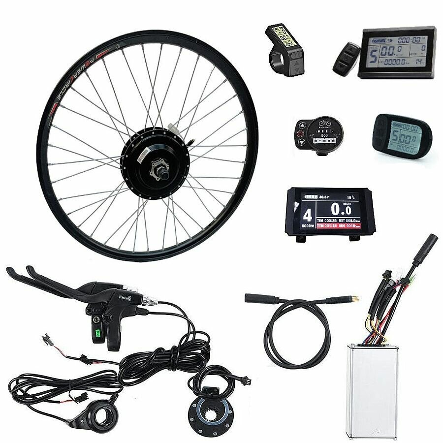 Мотор-колесо редукторное 500Вт, зад. 26", KT LCD 5 36В/48В, набор (KT-Bafang G040DC) кассета