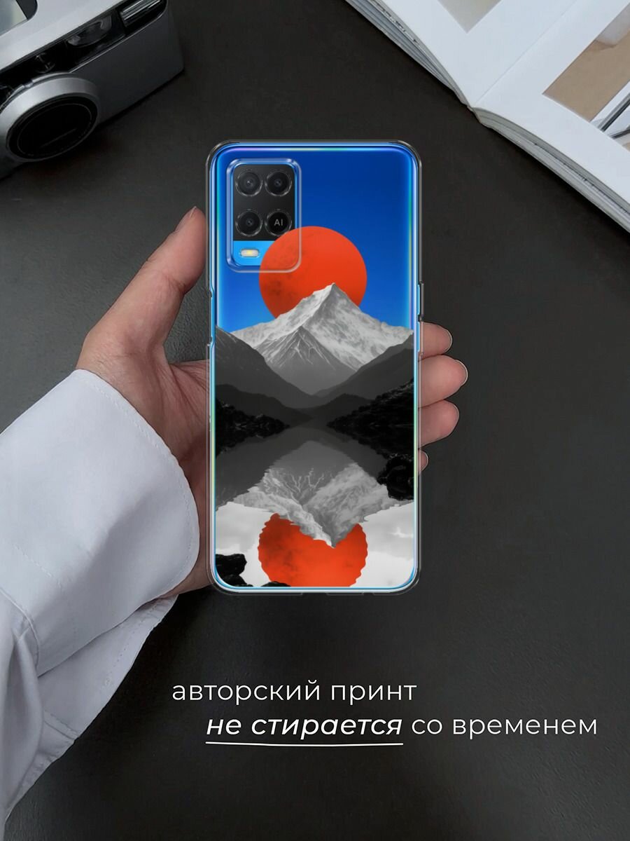 Чехол на Oppo A54 / Оппо A54 с принтом Белая гора 2, прозрачный — фото 1