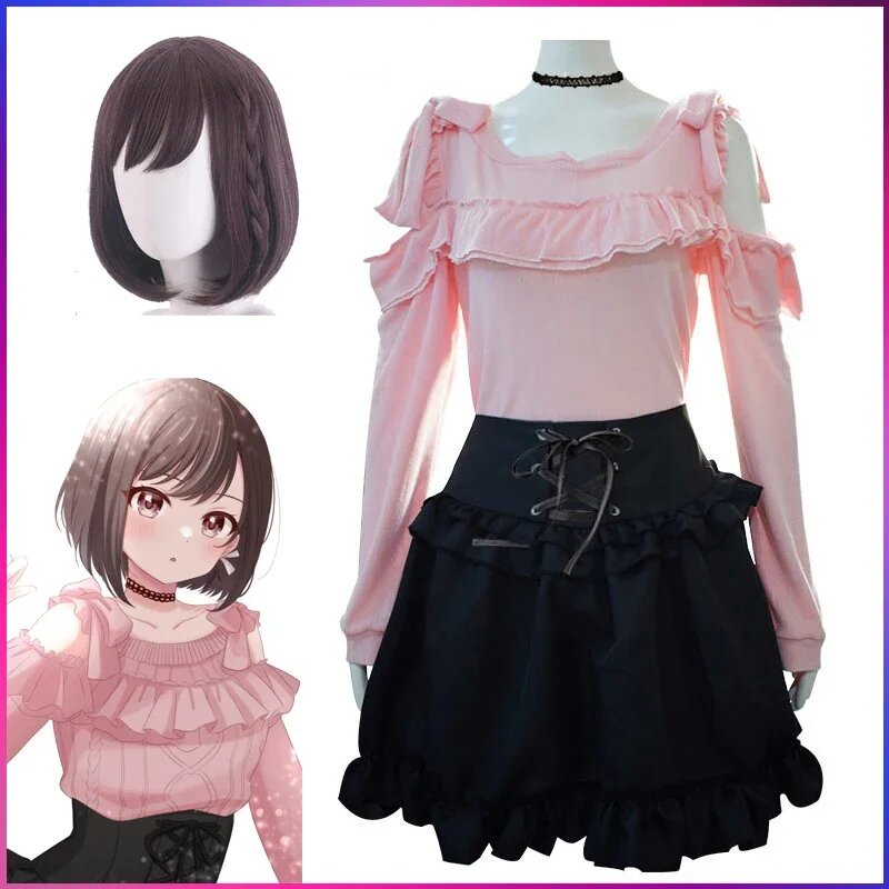 Novedan Project Sekai Shinonome Ena Косплей костюм М, Ena Costume Wig