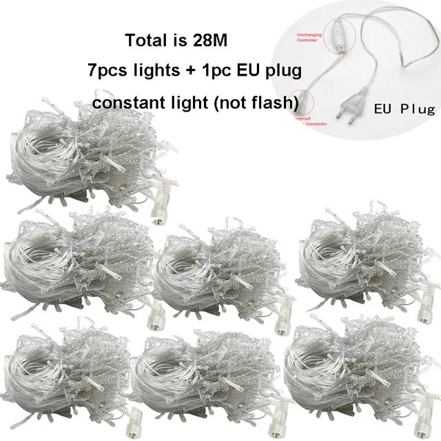 Светодиодная гирлянда ZSPQGD водопад 220В 28M length 220V EU, Warm White