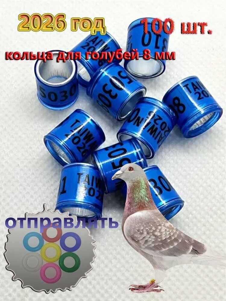Меточные маркировочные кольца для голубей 2026 год 8мм 100шт