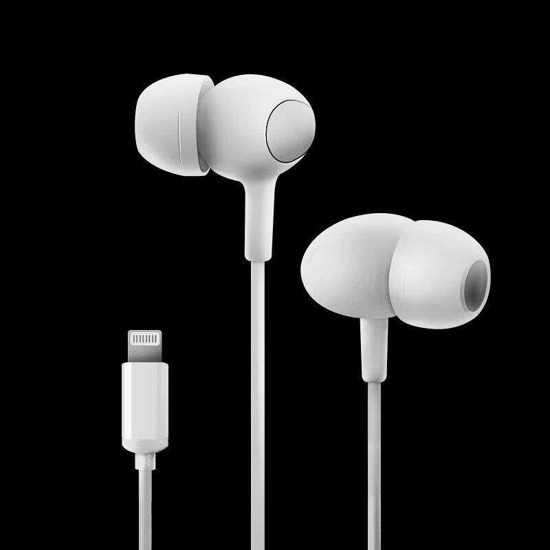 Лунно-белые наушники Lightning с микрофоном и управлением, совместимые с iPhone 14-7