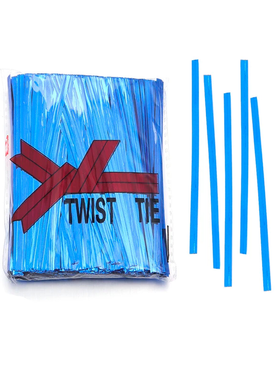 800 скрутиков-прутиков 120 мм синего цвета для завязки, упаковки пакетов, творчества