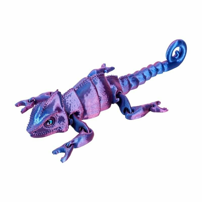 1 Милое украшение в виде животного-хамелеона с 3D-принтом-лазерный Фиолетовый-17,5 СМ