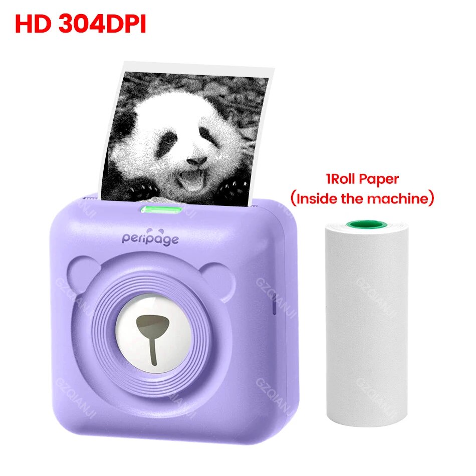 Мини-принтер PeriPage A6 304dpi Фиолетовый Желтый HD 304dpi PE