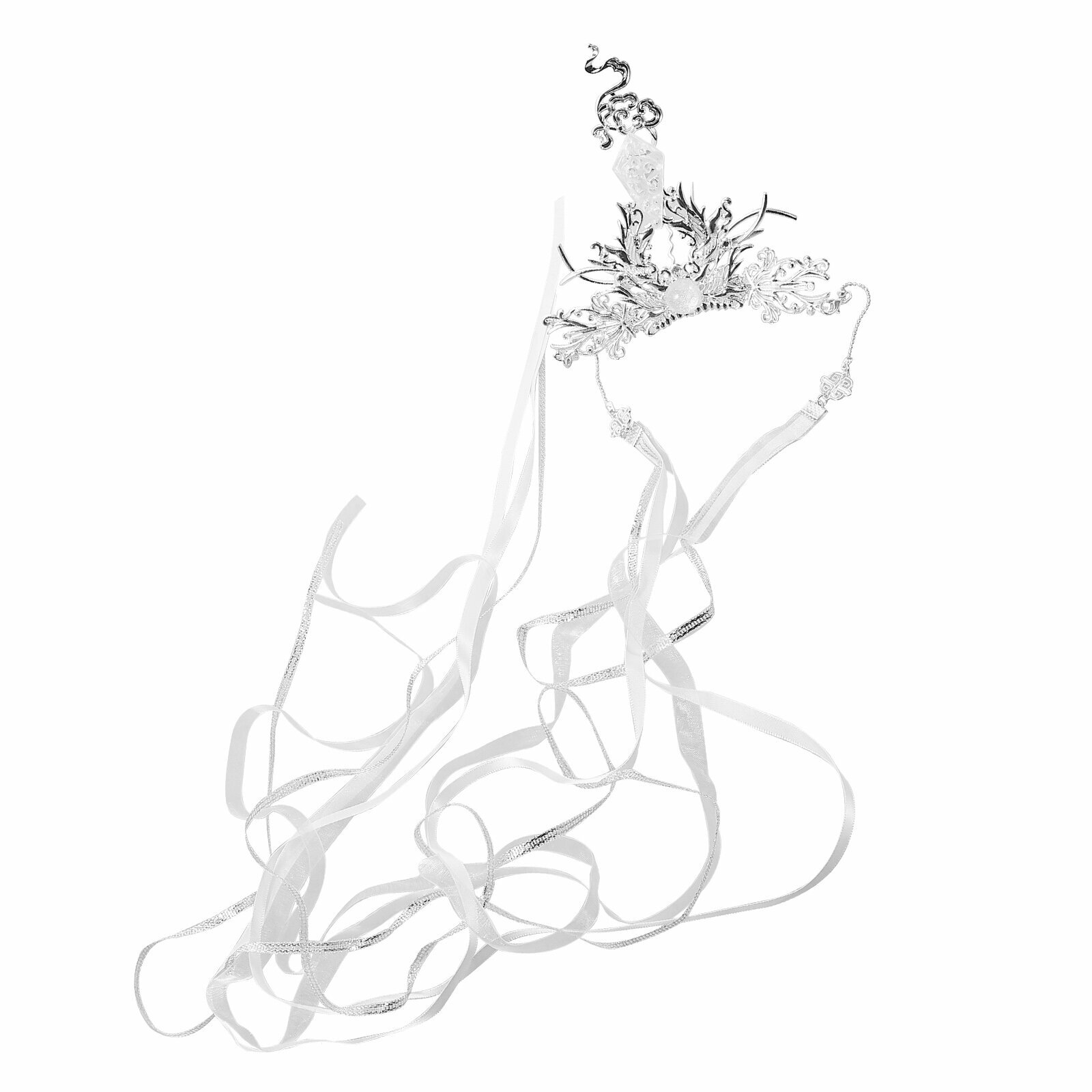 Тиара Ханьфу Из Сплава, Детачабельные Длинные Ленты, Подходит Для Традиционных Собраний, 1 Шт