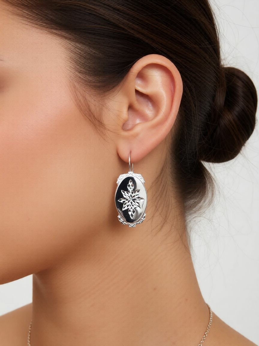 Серьги, серебро, 925 проба, родирование