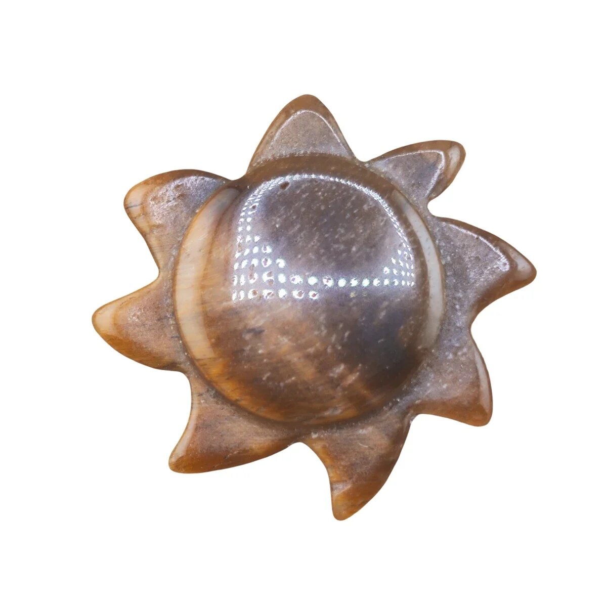 Кулон Солнце из ашмиты, Yellow Tiger Eye, 28 мм
