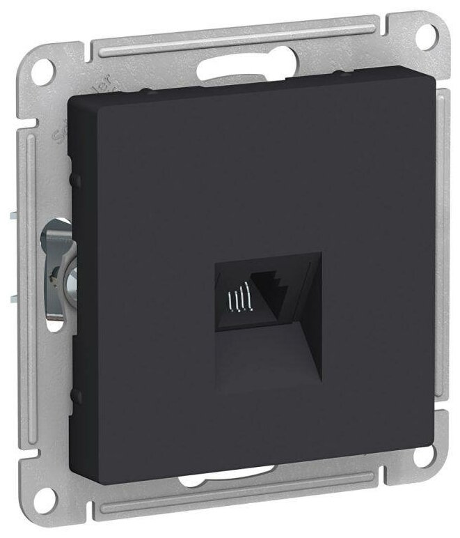Розетка телефонная 1-м СП AtlasDesign RJ11 механизм карбон SchE, SCHNEIDER ELECTRIC ATN001081 (1 шт.)