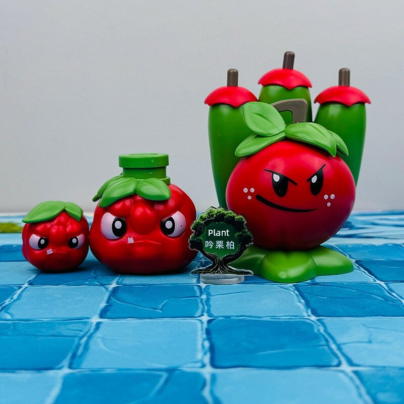 Фигурки из игры Растения против Зомби Черничная Бомбардировка и Яблочный Мортира Коллекционная Игрушка Статуэтка 2 шт