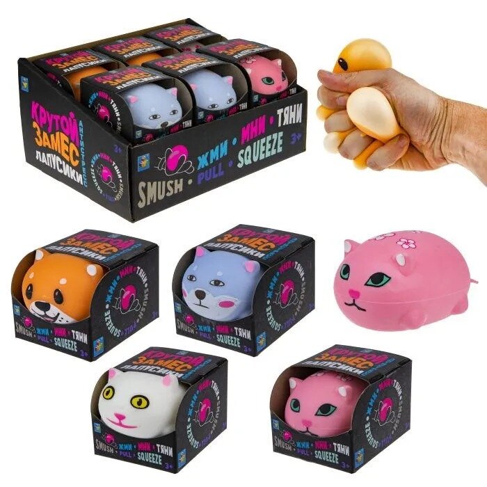 1Toy Игрушка-жмяка Крутой замес Котик 7 см в ассортименте Т22517 с 3 лет