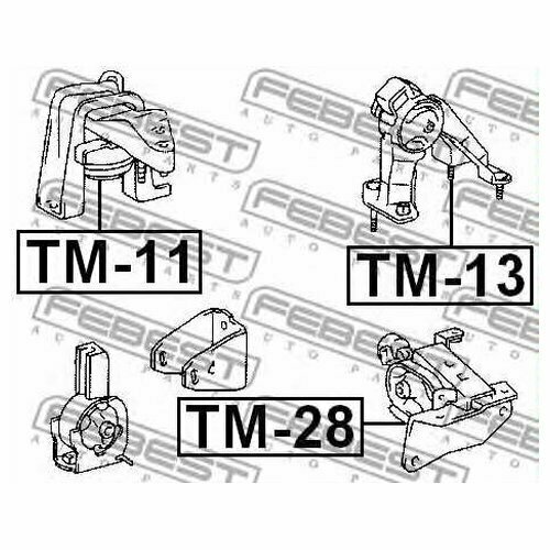 Опора двигателя Febest TM-13 для Toyota Allion (2001-2007), Toyota Caldina (2002-2007), Toyota Corolla (2000-2008)