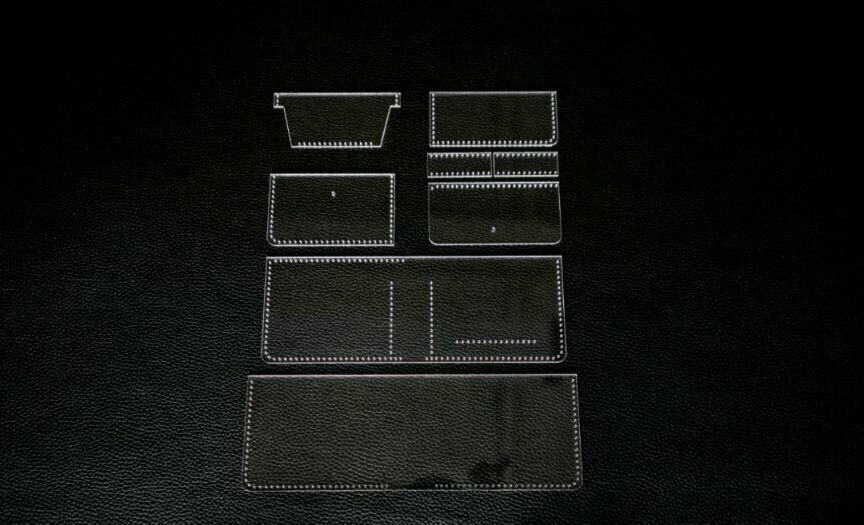 Лекало для шитья кожи из акрила - выкройка портмоне кошелек Бифолд