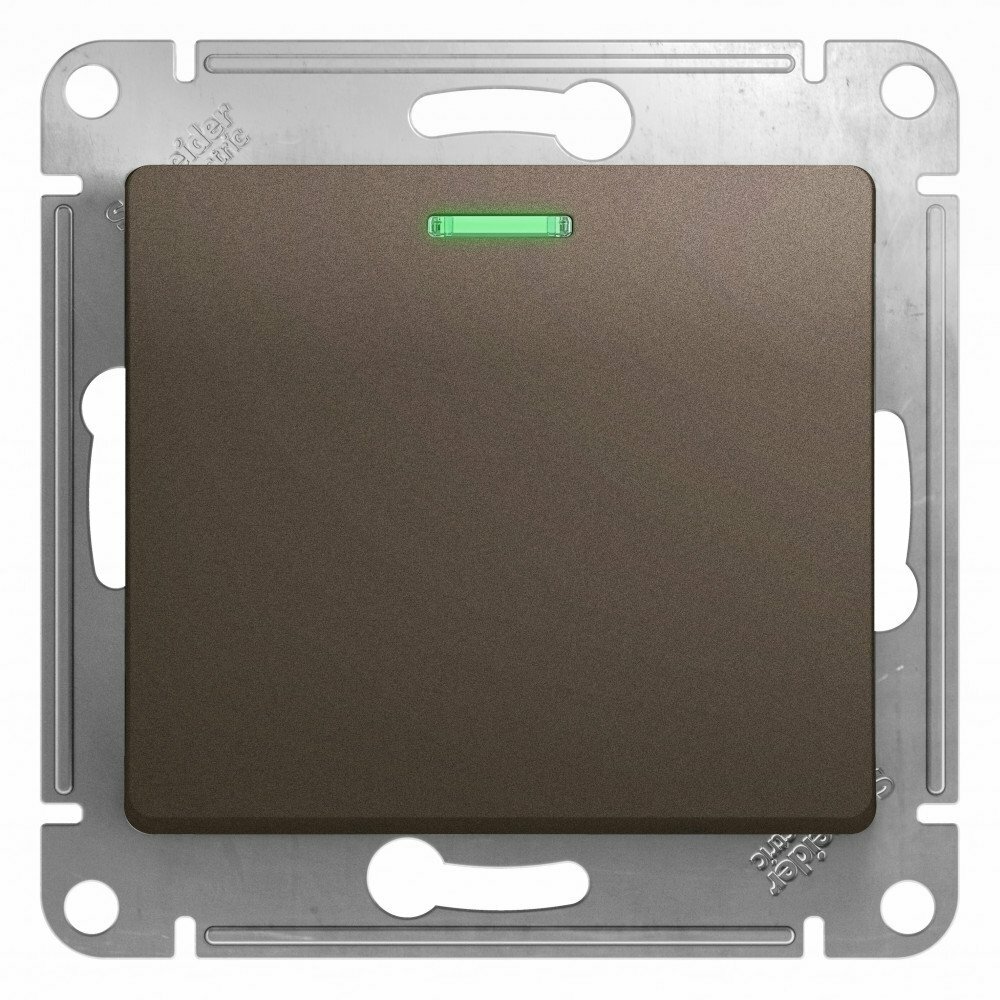 Выключатель Schneider Electric Glossa, 1-клавишный с подсветкой, механизм, шоколад, GSL000813