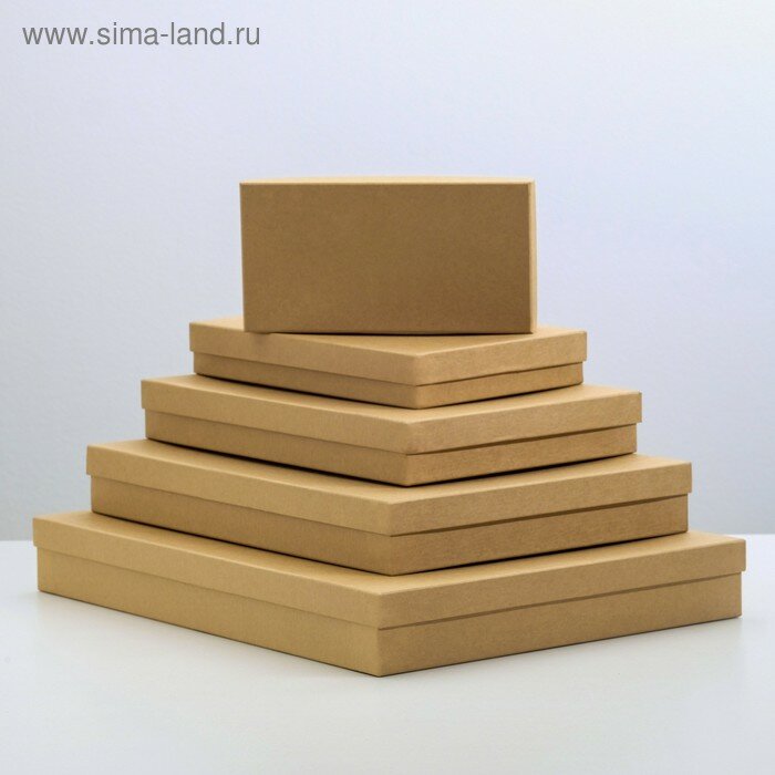 Набор коробок 5в1 Крафт однотонный, 40×30×5-20×10×3 см
