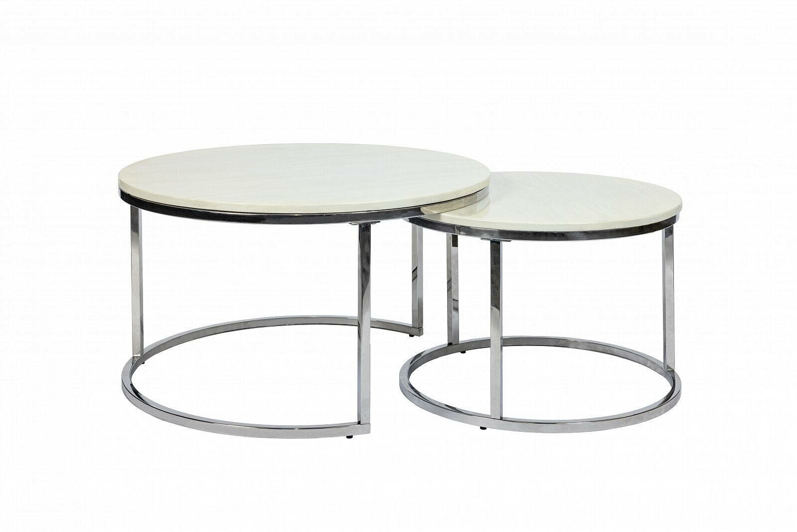 Кофейный столик Circle Marble Silver (набор из 2-х штук)
