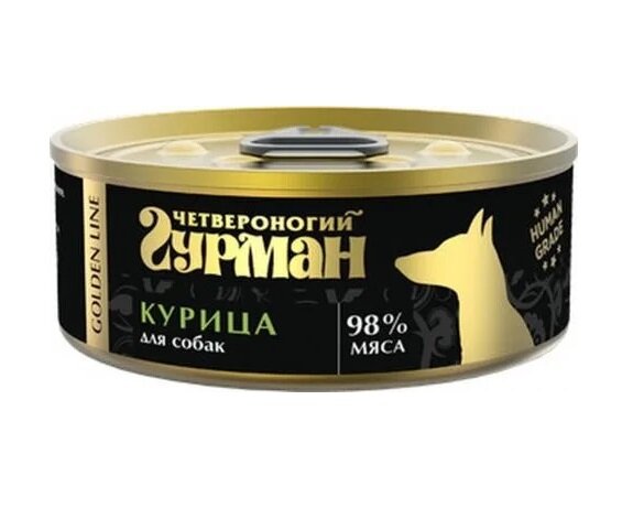 Четвероногий Гурман Golden консервы для собак Курица натуральная в желе 100г (24 штуки)
