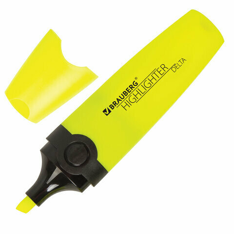 Текстовыделитель BRAUBERG "DELTA", желтый, линия 1-5 мм, 151719