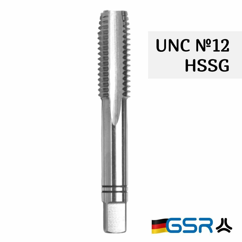 Метчик ручной для нарезания резьбы по металлу DIN 352 HSSG UNC №12 для глухих и сквозных отверстий 00164123 GSR (Германия)