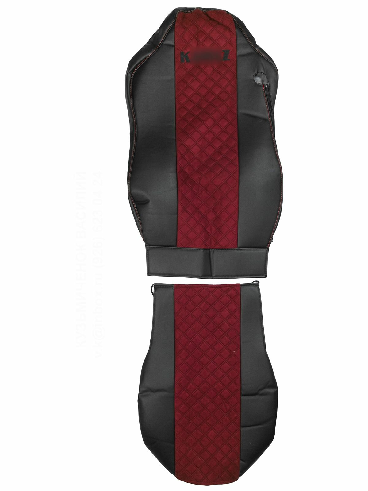 Чехлы на сиденья автомобиля KамаZ EURO (5490) 2013-2019 г. (2 высоких.) (Экокожа / алькантара) Сделано в России. (27287)