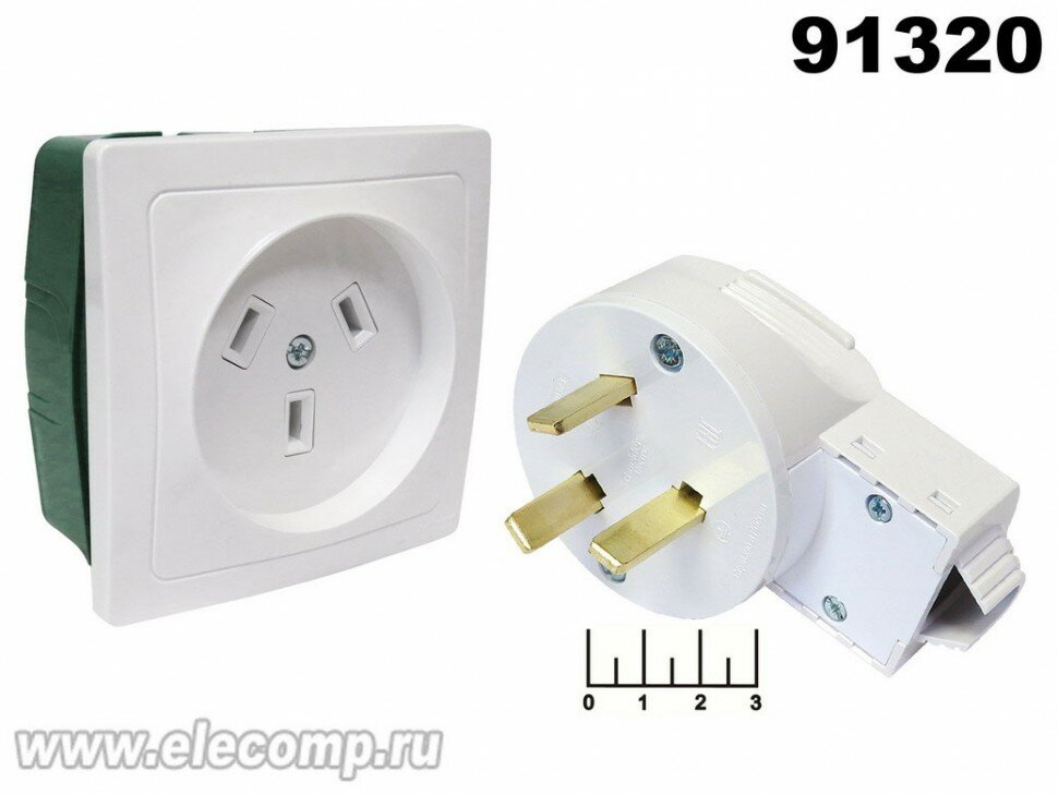 Вилка+розетка для электроплит 3pin 32A белая Blanca (BLNSK013231)