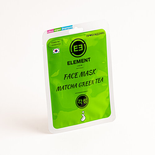 ELEMENT Тканевая маска с экстрактом зеленого чая матча, 25 г