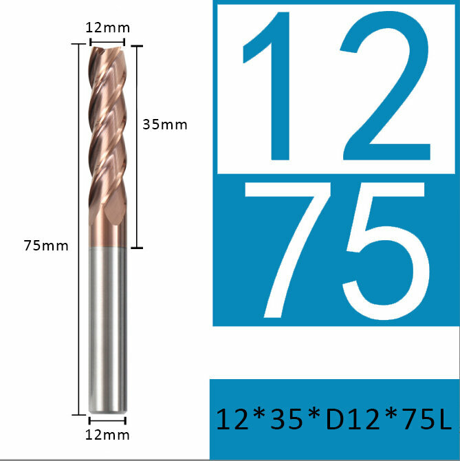 Фреза концевая по металлу 12d*35C*12D*75L*4T монолитная