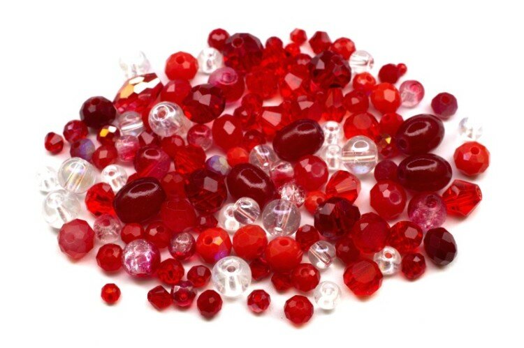 Микс бусин 2/3/4/6/8мм, оттенок красный, 548-005, 10г