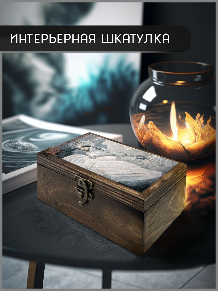 Шкатулка интерьерная для украшений универсальная 16x10x6 см искусство Царевна лебедь (Михаил Врубель, шедевры, живопись) - 2158