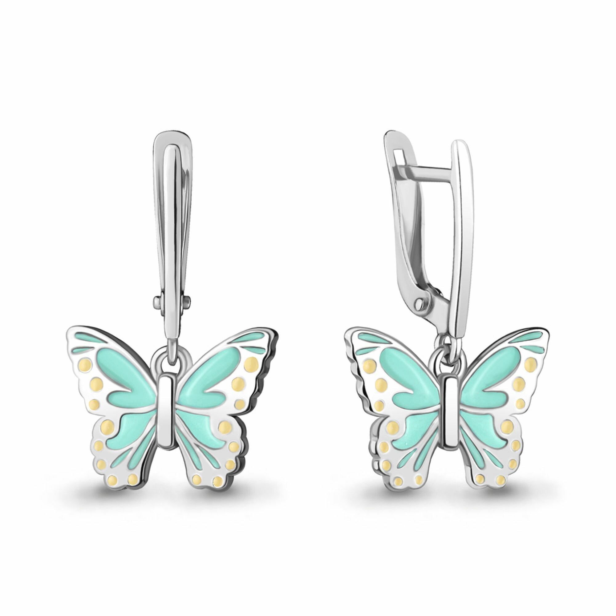 Серьги, серебро, 925 проба, родирование, эмаль