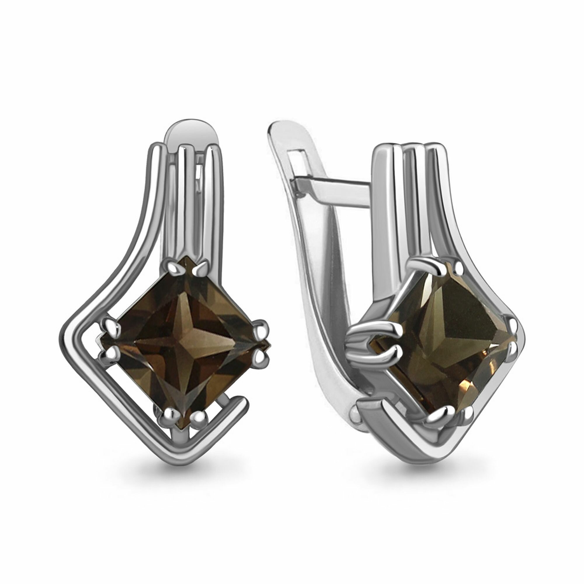 Серьги, серебро, 925 проба, родирование, кварц