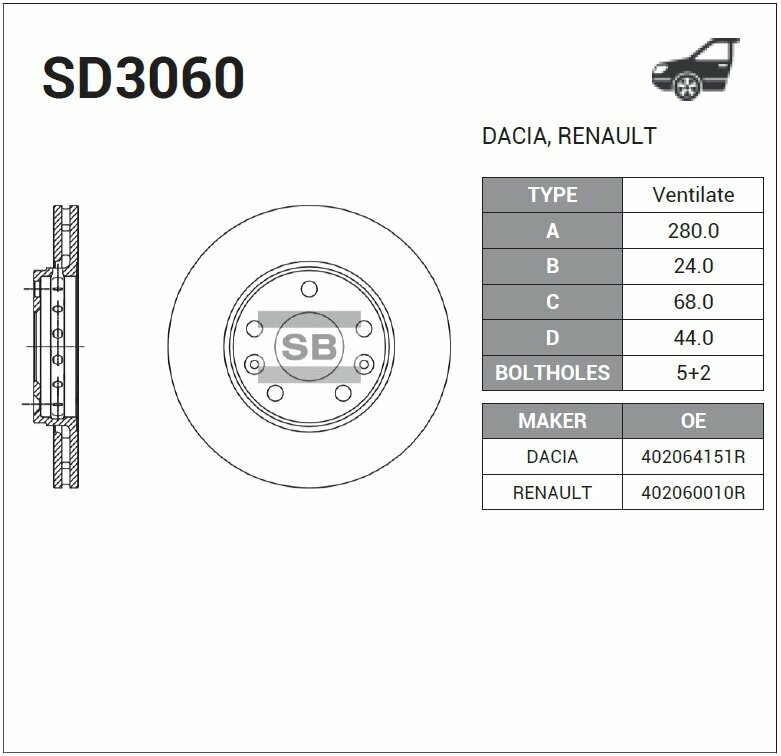 Диск Тормозной SANGSIN SD3060