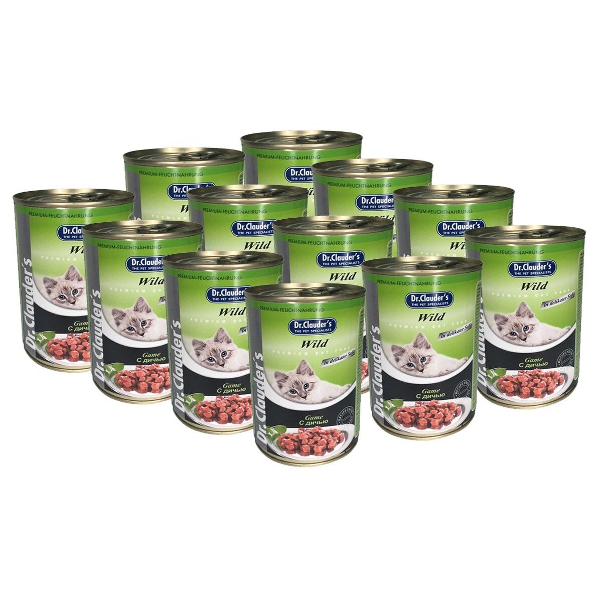 Dr. Clauder's Корм консервированный для взрослых кошек, С дичью, кусочки в соусе, 415г (12 штук)