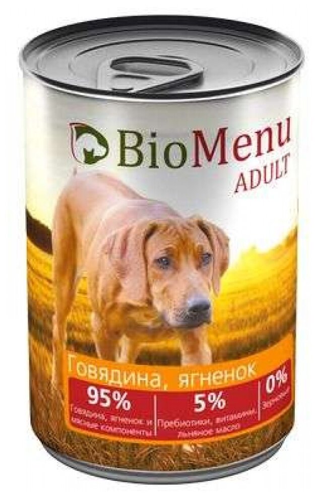 Влажный корм для собак BioMenu ADULT Говядина и Ягненок 410г х 12шт
