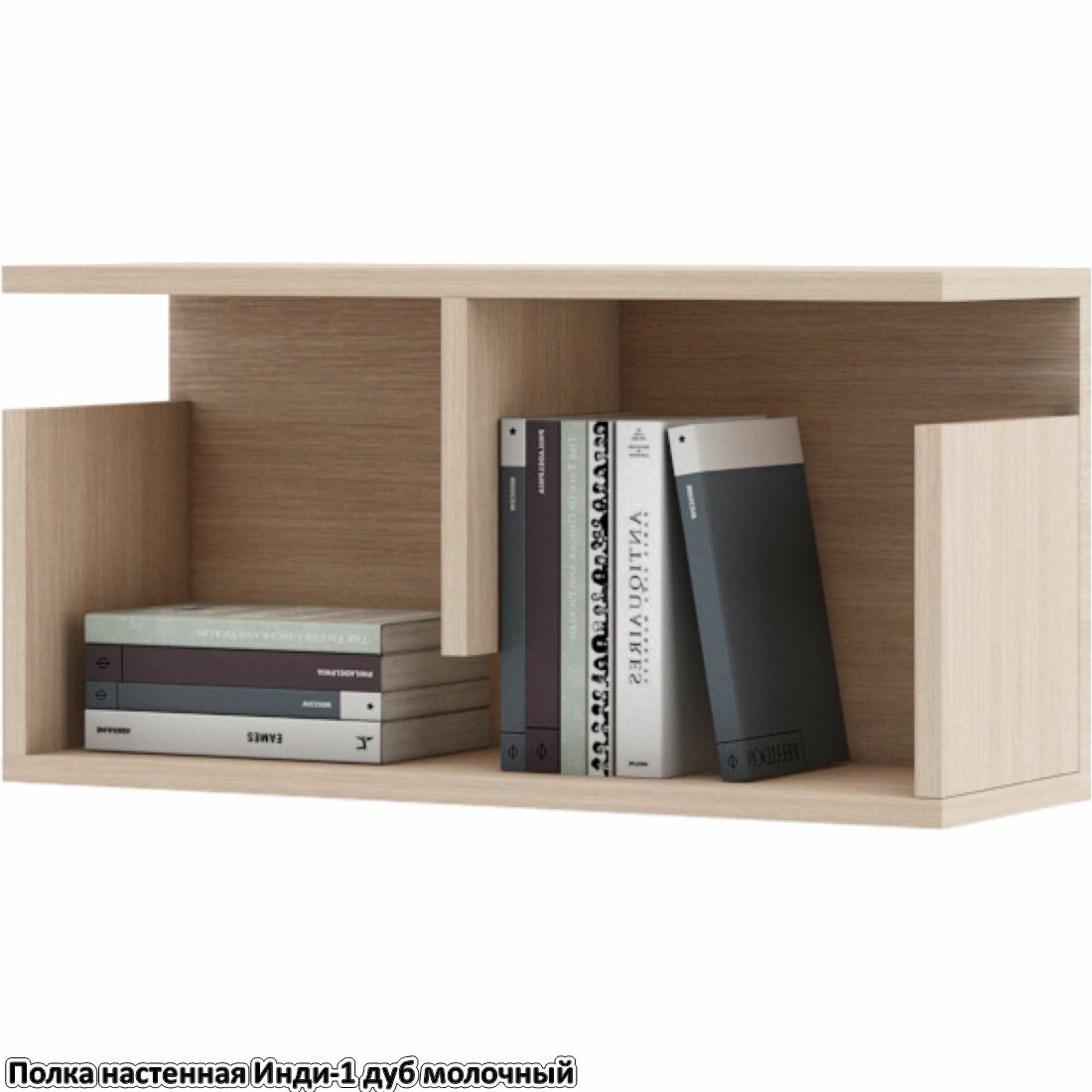 Полка настенная Инди-1 Дуб-молочный, ЛДСП, МФ Владимир VMF, 60х30х20 см.