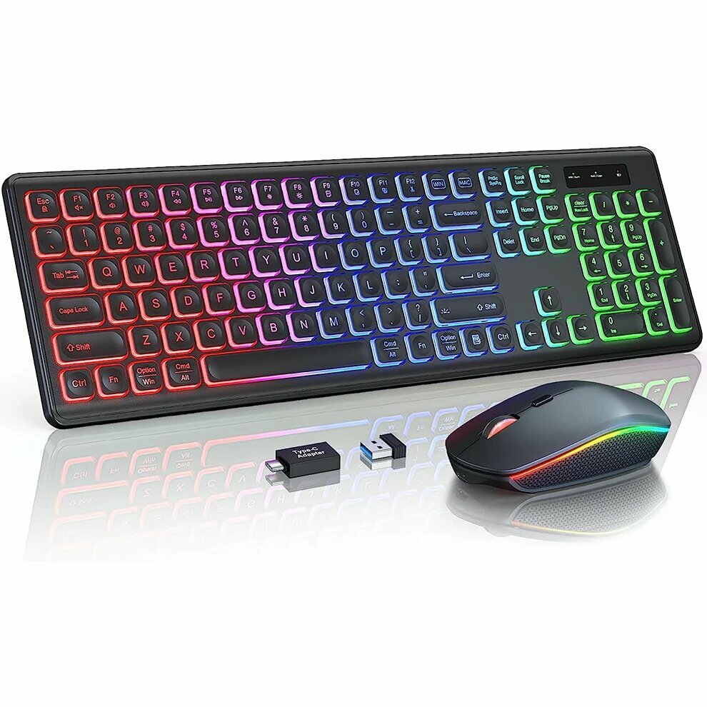 Беспроводной комплект: клавиатура и мышь Jomaa RGB, Black, Russia