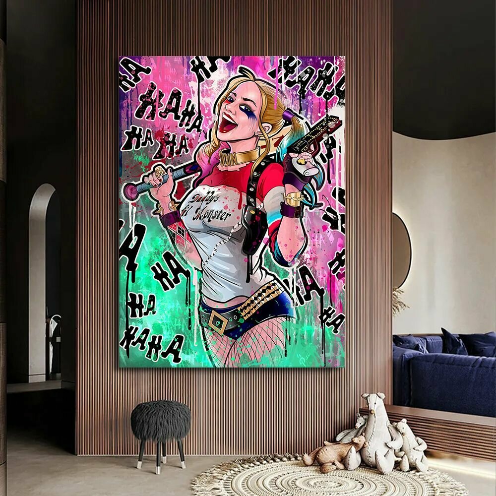 Картины Харли Квинн и Джокер, интерьерная картина на холсте, 40х60 см.