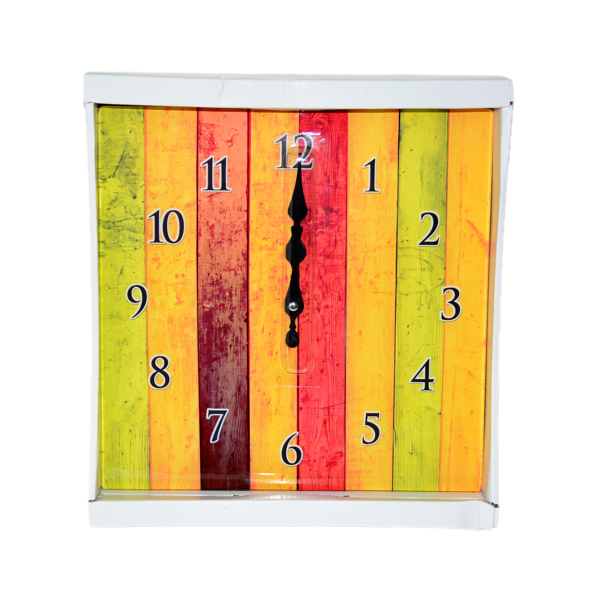 Часы стеклянные, "Разноцветные дощечки"