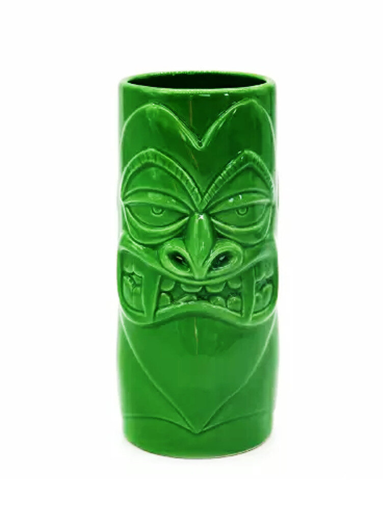 Коктейльный, барный стакан, бокал зелёный вампир "Тики", керамика, 650 мл. Для коктейлей, сока, лимонада.